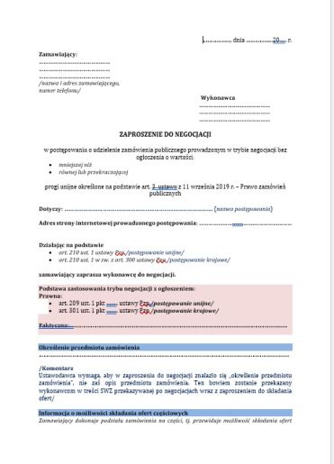Zaproszenie do negocjacji w trybie negocjacji bez ogłoszenia - Portal ZP