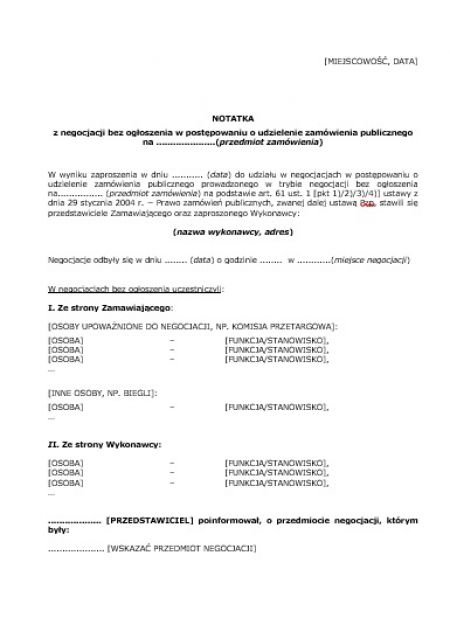 negocjacje bez ogłoszenia - Portal ZP